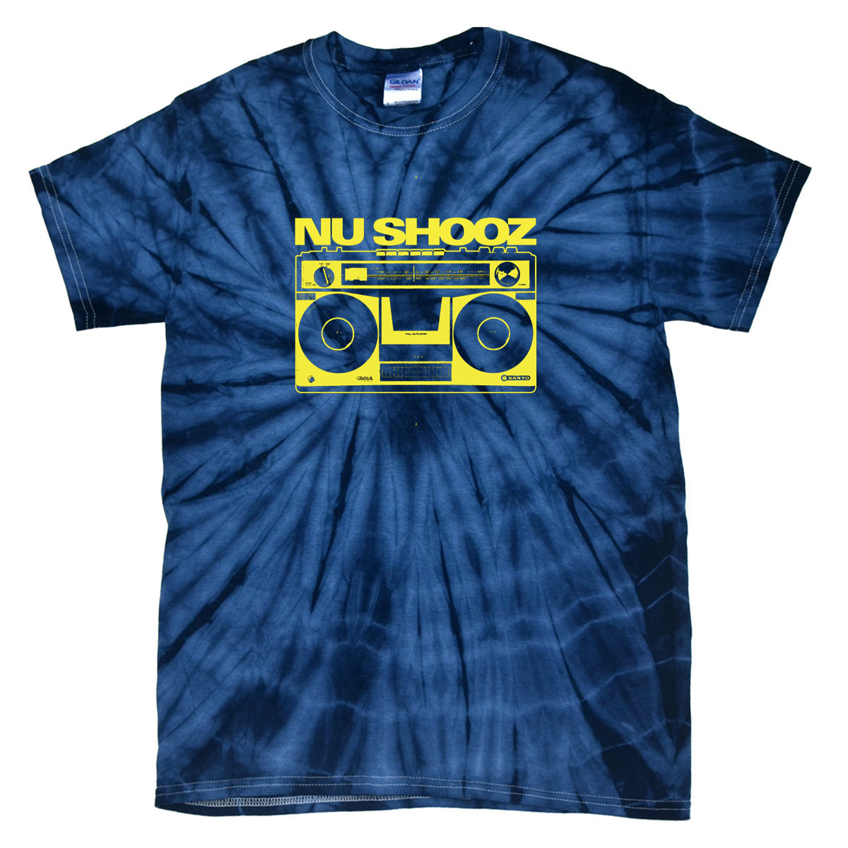 Nu Shooz Logo Navy Tie Dye T-Shirt - VISION MERCH